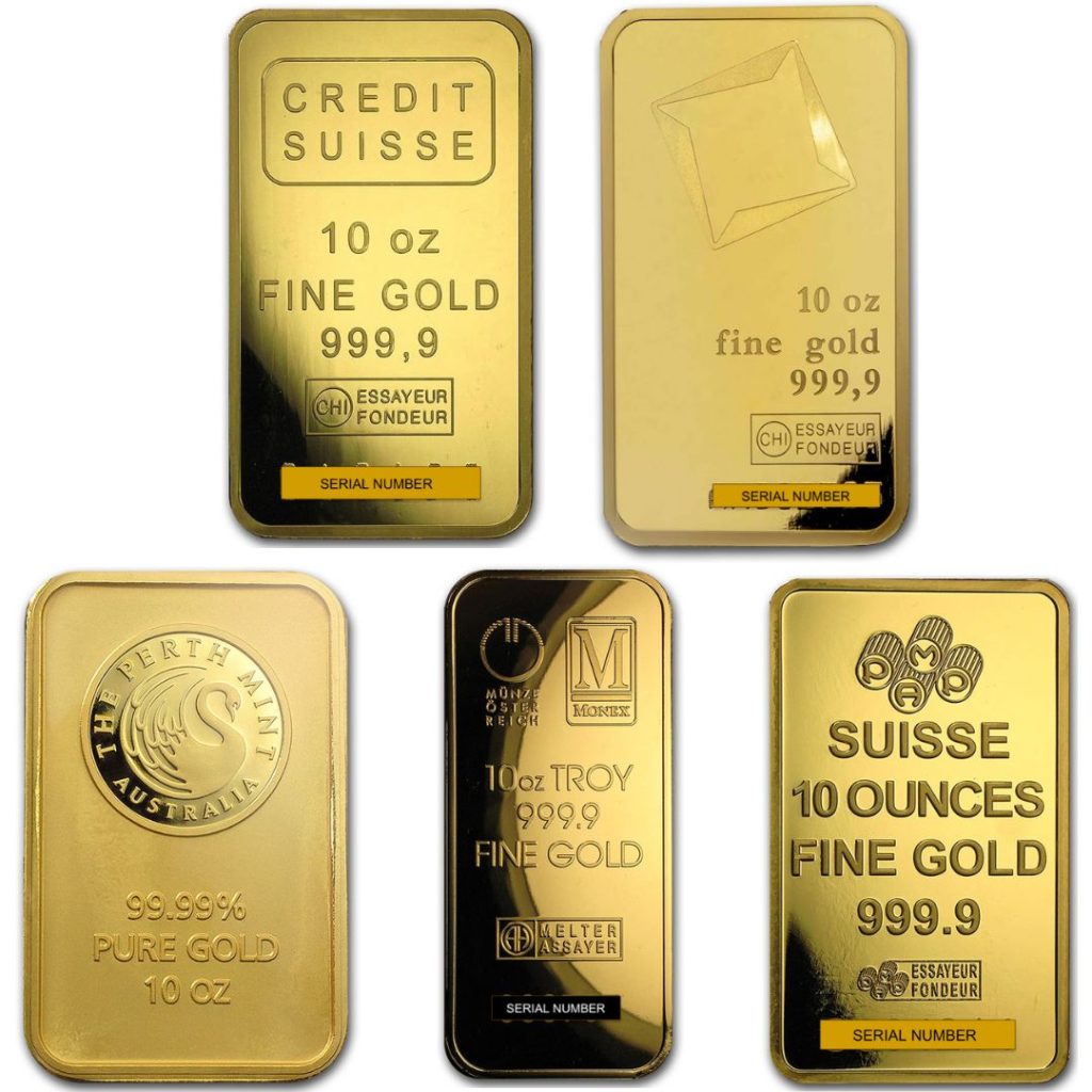 10 oz Gold Bar - Brand Varies .9999 - Hollywood Gold & Silver Exchange